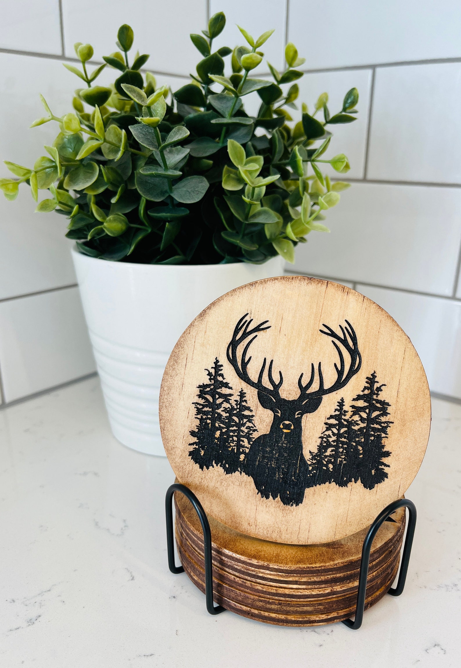 Laser-engraved Wood Hunting Drink Coasters - Etsy