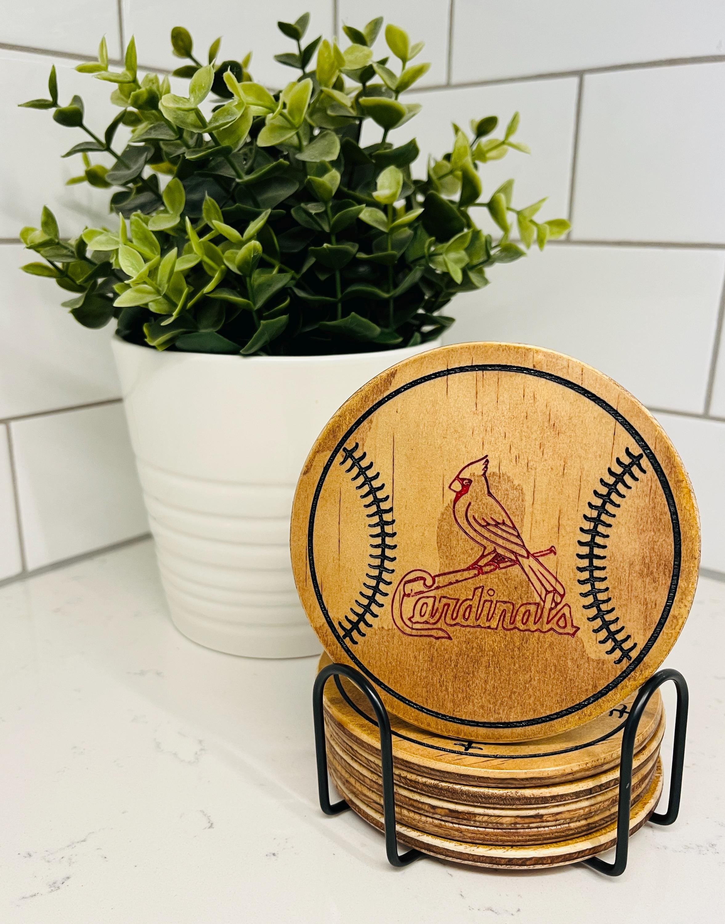 Laser Engraved Wood Baseball St. Louis Cardinals Coaster Set - Etsy