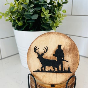 Laser-engraved Wood Hunting Drink Coasters - Etsy