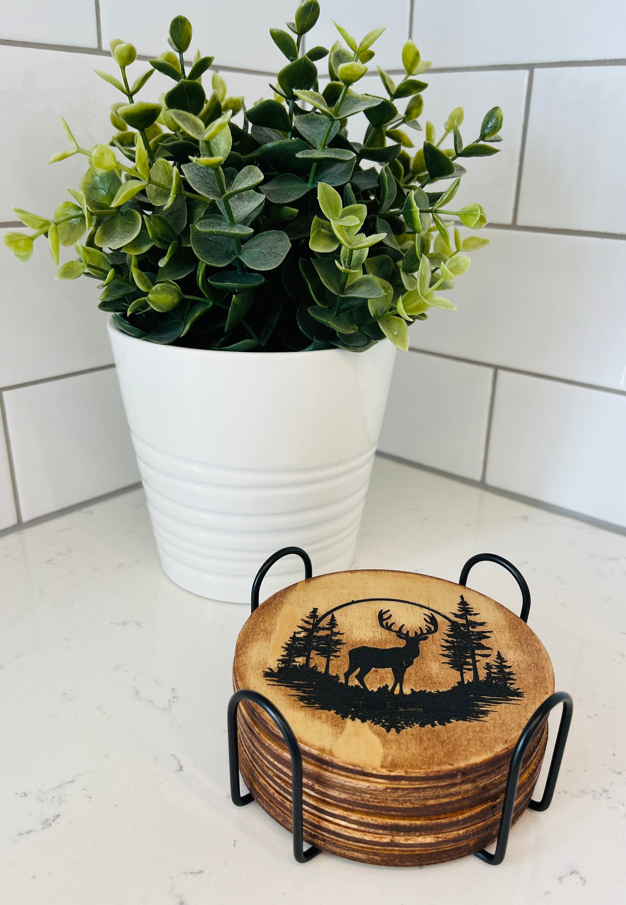 Laser-engraved Wood Hunting Drink Coasters - Etsy