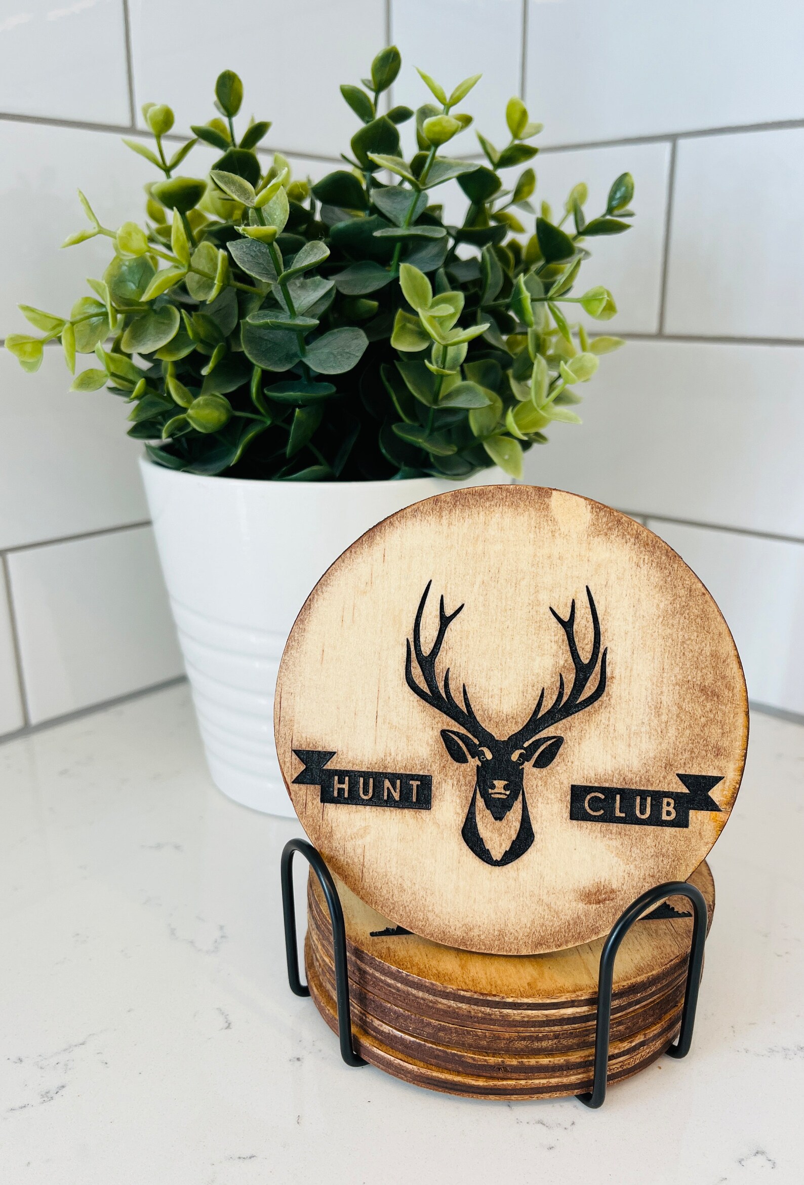 Laser-engraved Wood Hunting Drink Coasters - Etsy