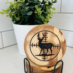 Laser-engraved Wood Hunting Drink Coasters - Etsy