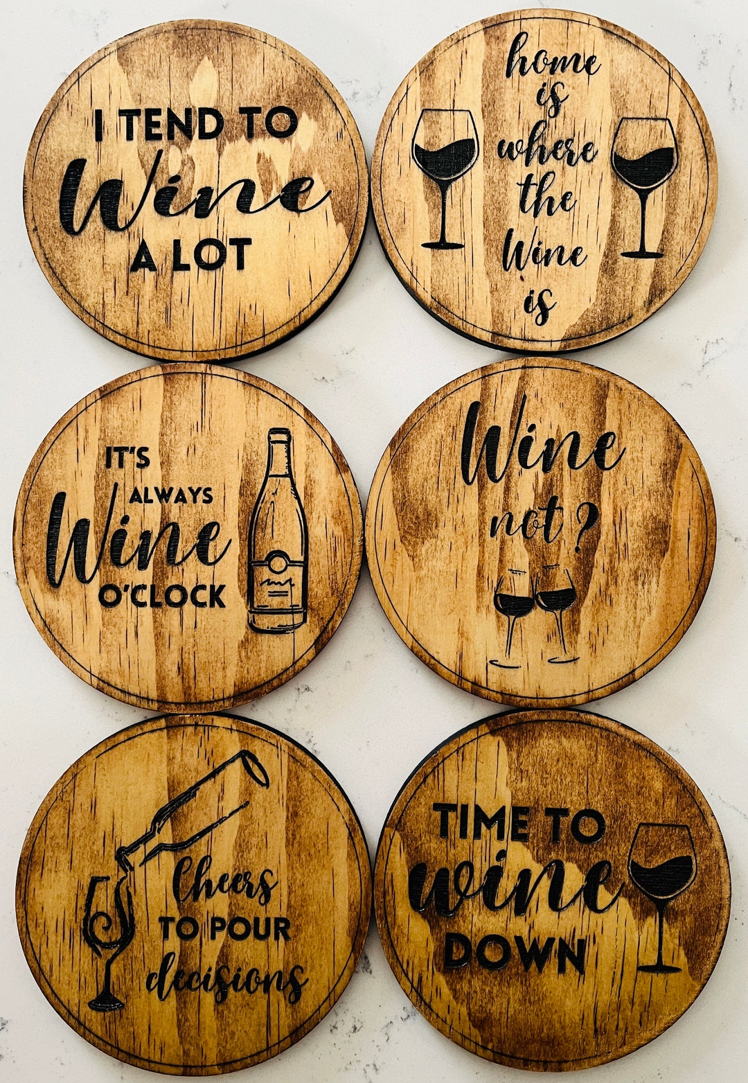 Laser-engraved Wine Drink Coasters - Etsy