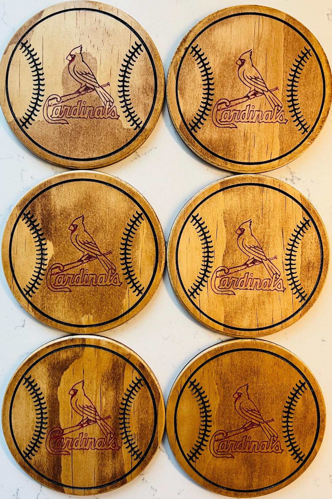 Laser Engraved Wood Baseball St. Louis Cardinals Coaster Set - Etsy
