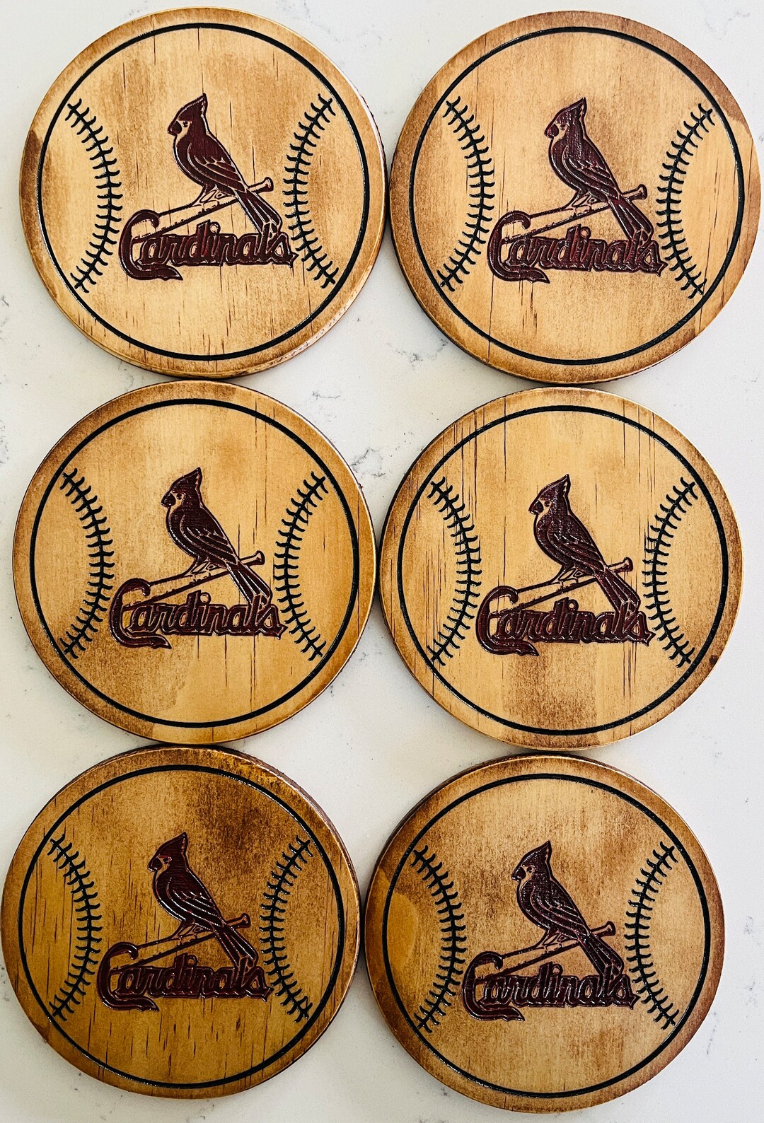 Laser Engraved Baseball St. Louis Cardinals Coaster Set - Etsy