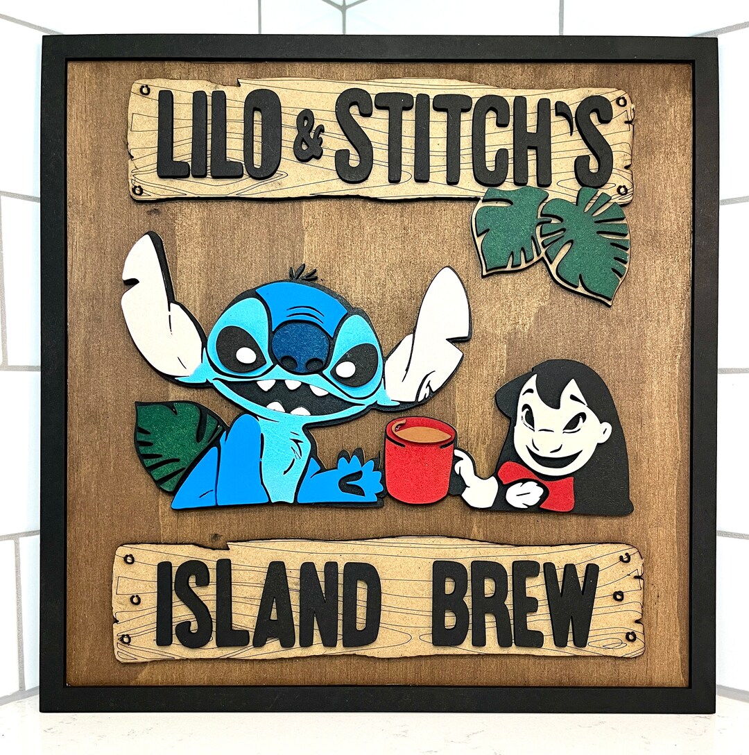 Disney Inspired Lilo and Stitch Island Brew Coffee Wall Hanging Sign - Etsy