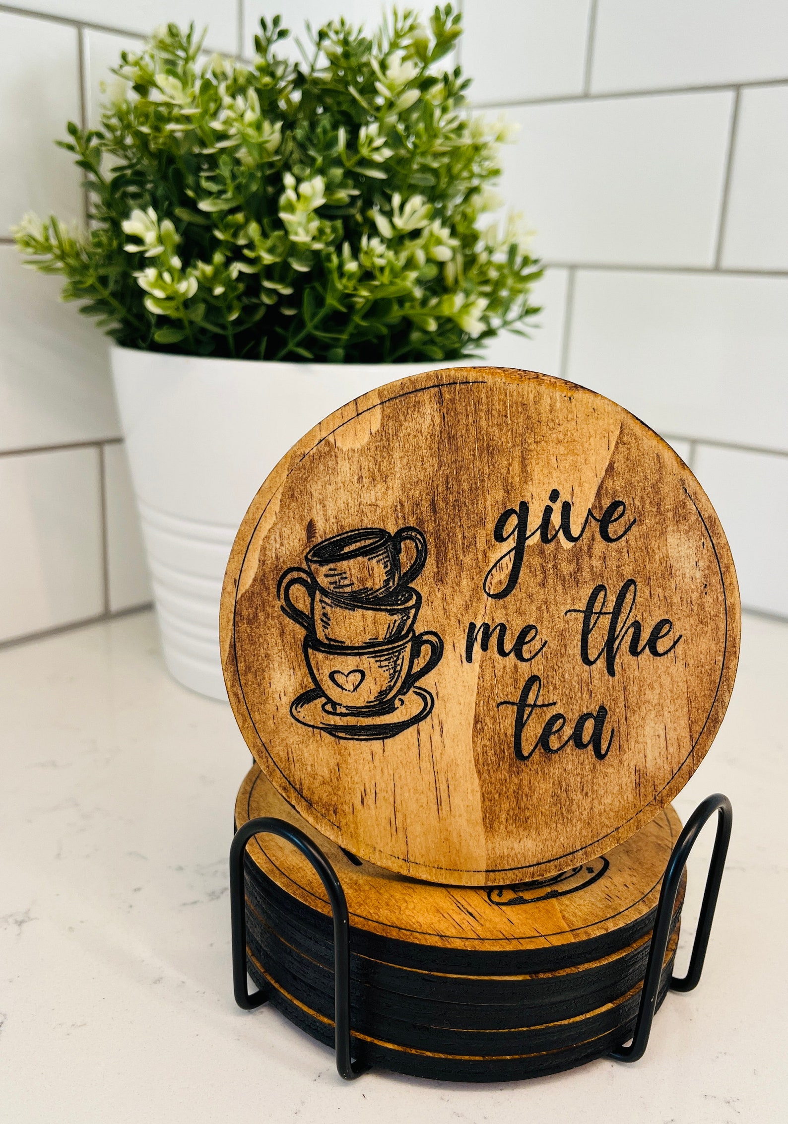 Laser-engraved Tea Drink Coasters - Etsy