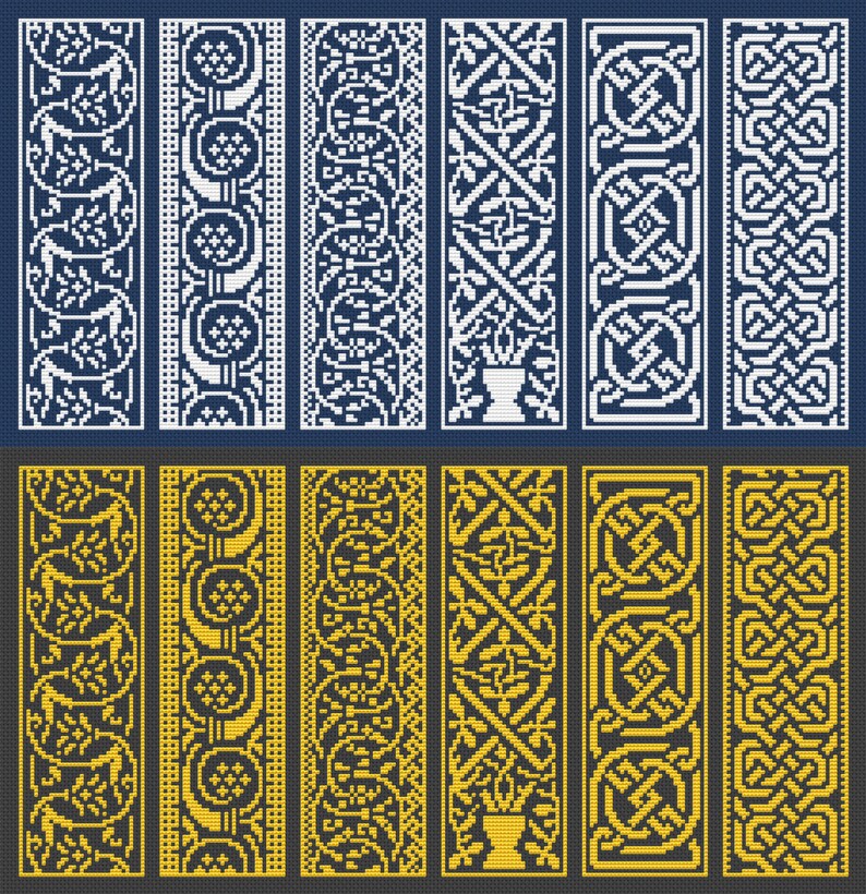 PDF Bookmarks Embroidery Chart, Celtic Cross Stitch Pattern, Antique ...