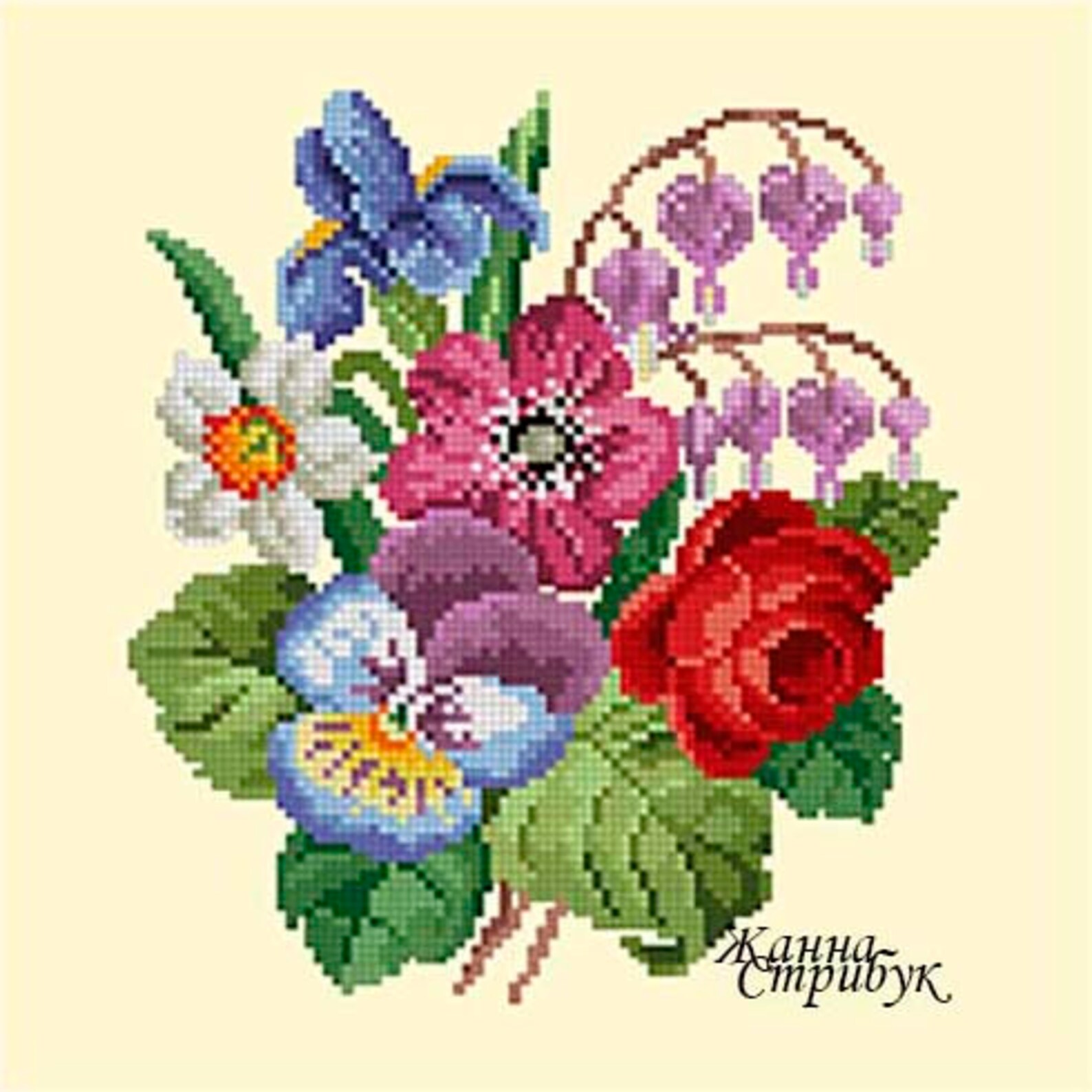PDF Vintage Floral Embroidery Chart, Vintage Flowers Cross Stitch ...