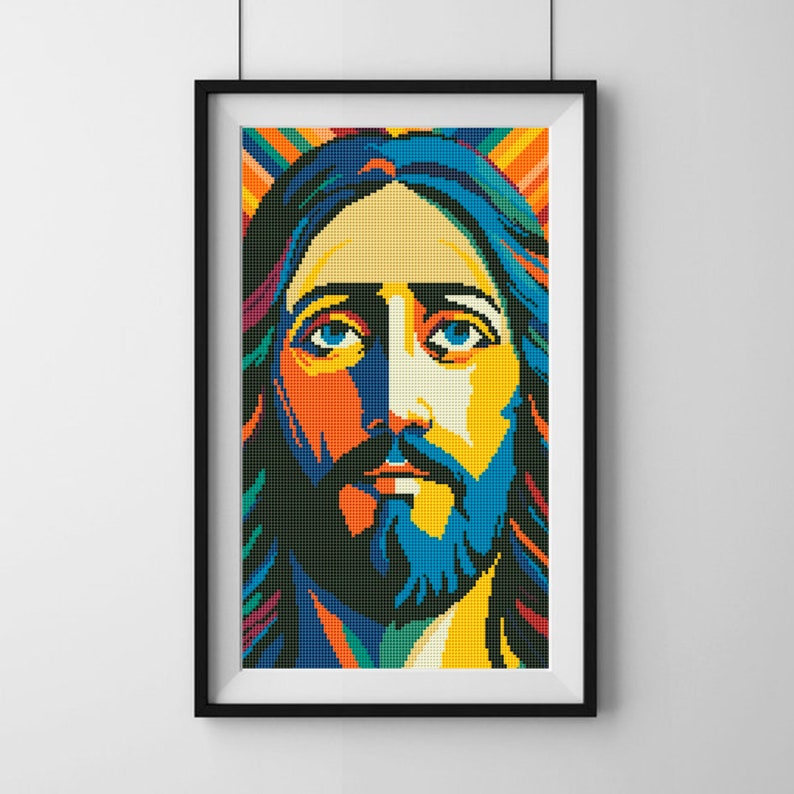 Jesus Embroidery Pattern, Jesus PDF Cross Stitch Chart, Colorful ...