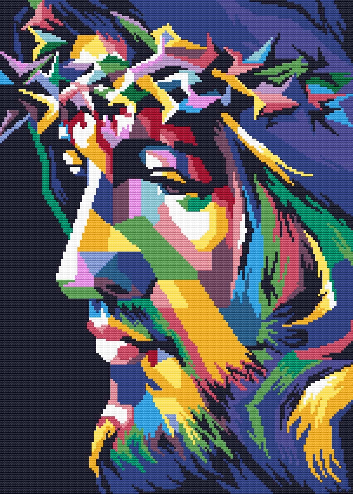 PDF Jesus Christ Cross Stitch Pattern, Jesus Embroidery Chart ...