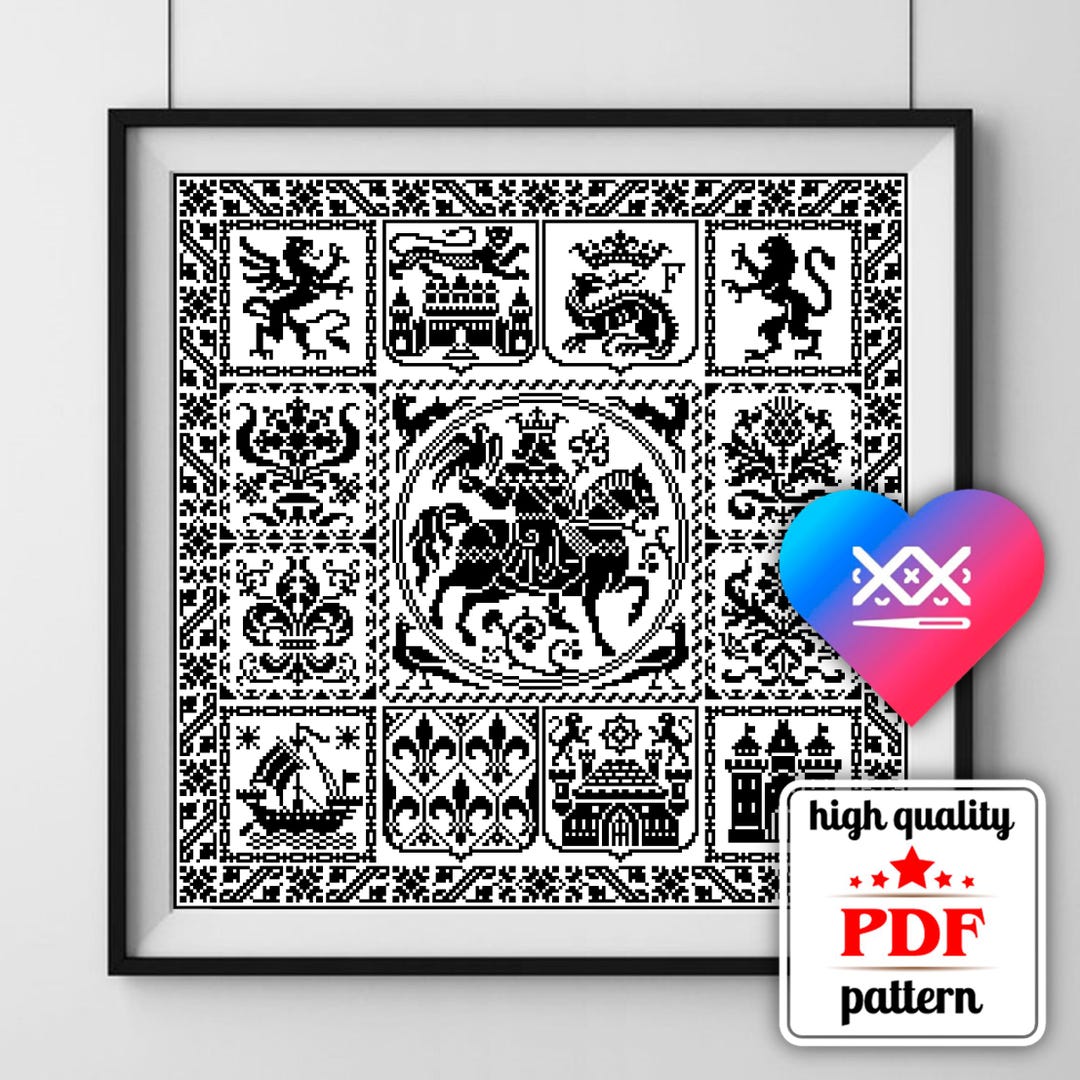 PDF Antique Cross Stitch Pattern, Vintage Embroidery Design, Victorian ...