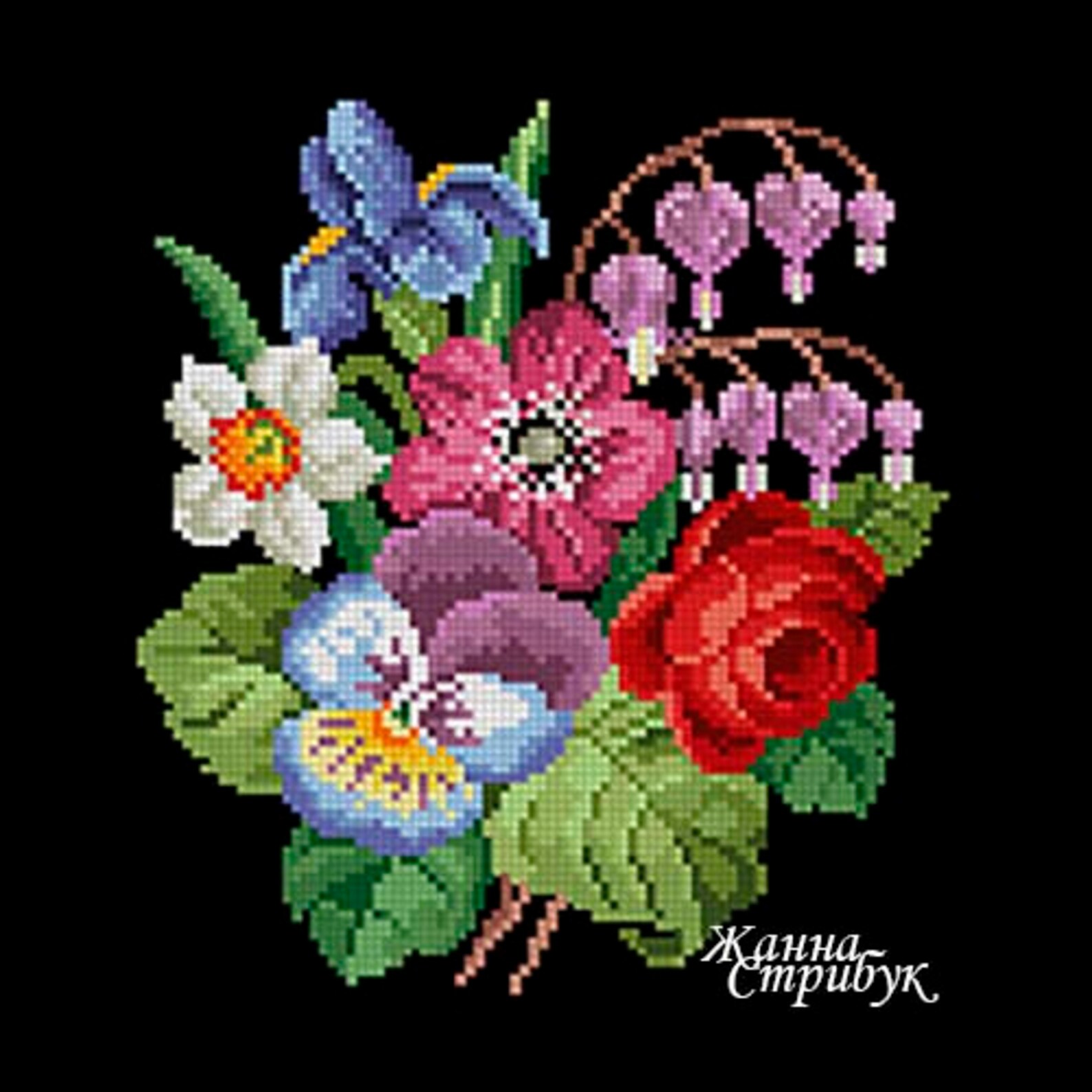 PDF Vintage Floral Embroidery Chart, Vintage Flowers Cross Stitch ...