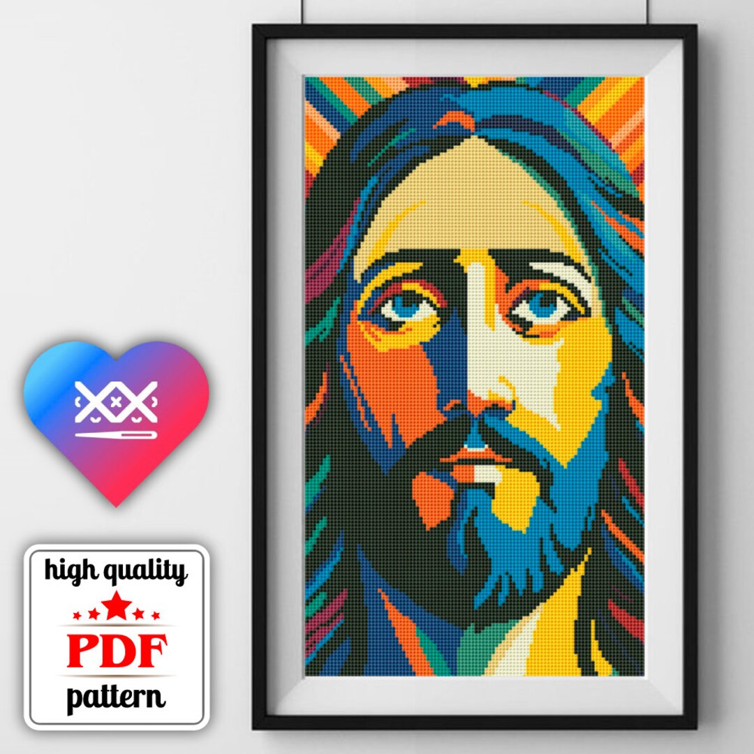 Jesus Embroidery Pattern, Jesus PDF Cross Stitch Chart, Colorful ...