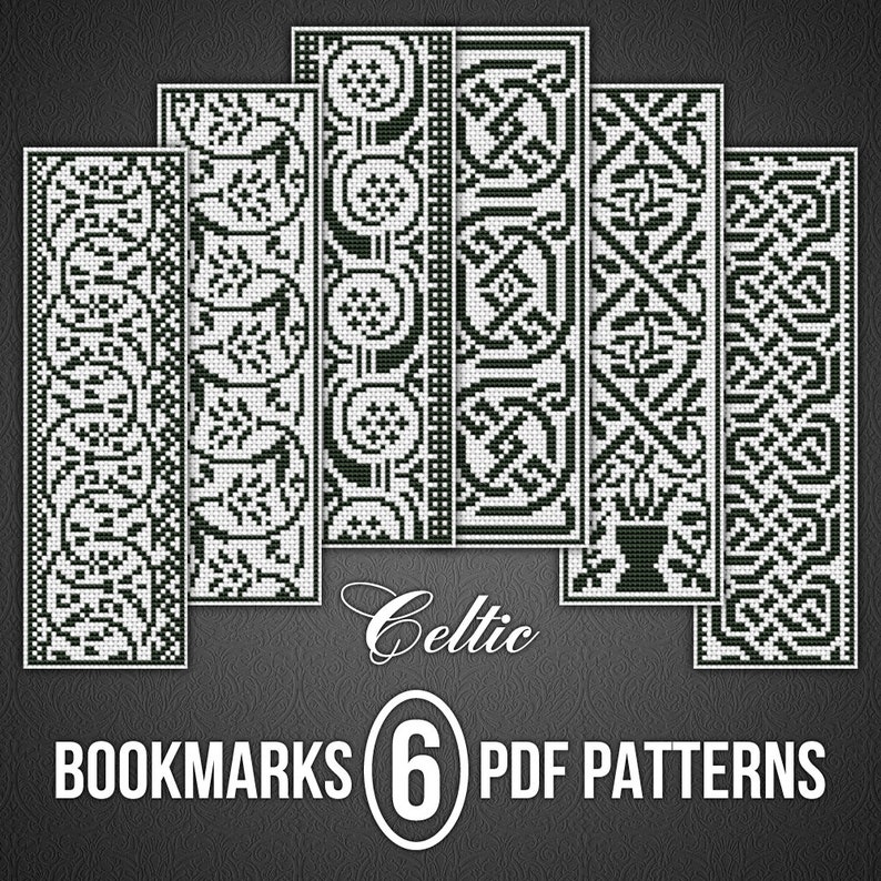 PDF Bookmarks Embroidery Chart, Celtic Cross Stitch Pattern, Antique ...