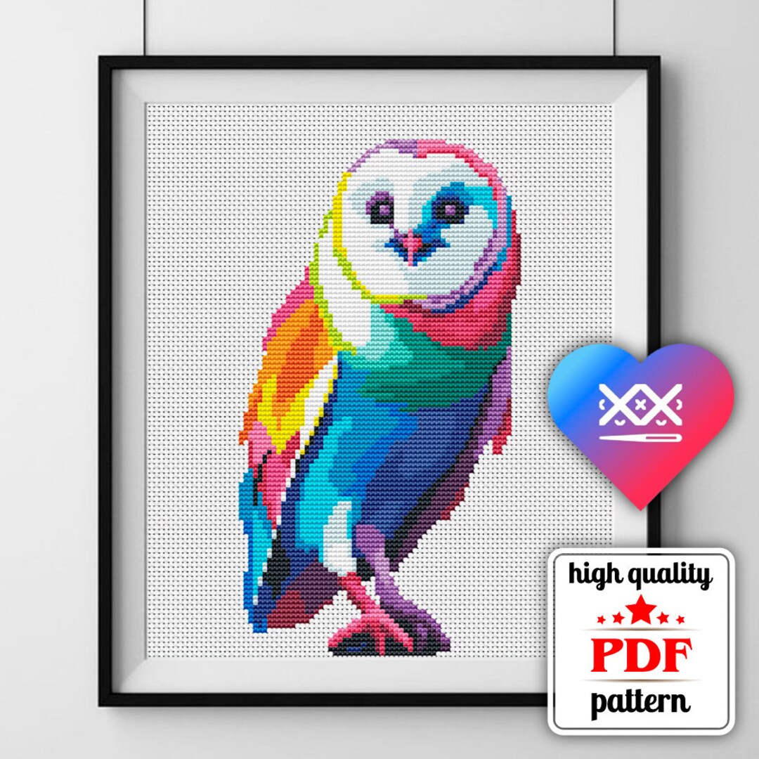 Barn Owl Embroidery Design, Barn Owl Cross Stitch Pattern, Bird Portrait Embroidery Chart ...