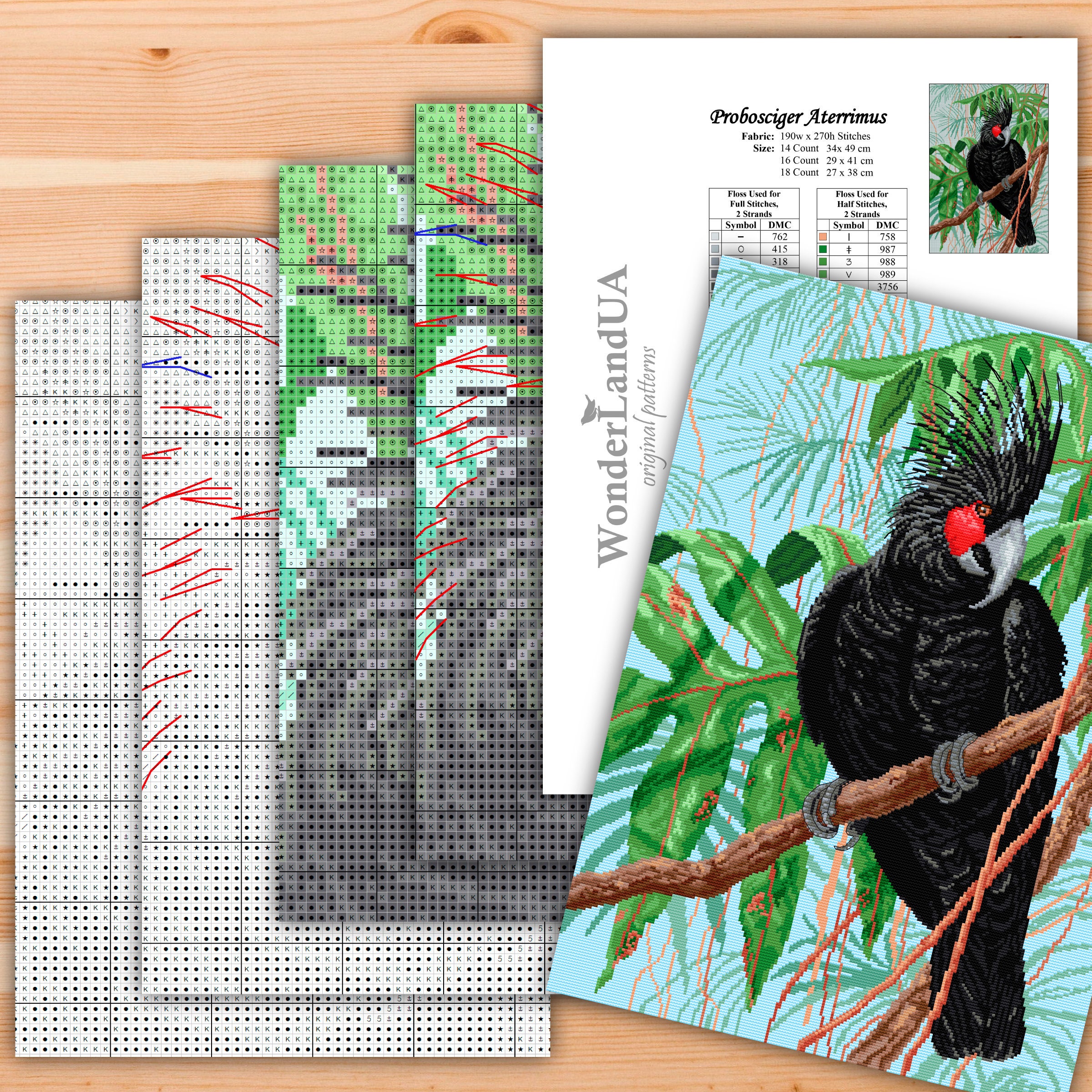 PDF Cockatoo Parrot Embroidery Chart, Tropical Bird Cross Stitch Pattern, Woodland Wall Art ...