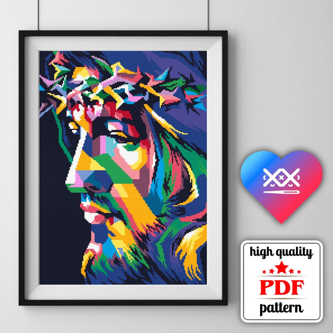 PDF Jesus Christ Cross Stitch Pattern, Jesus Embroidery Chart ...