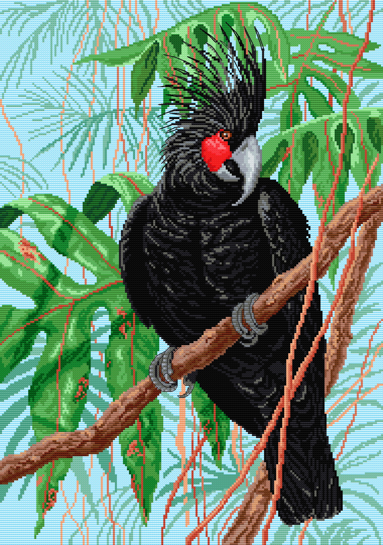 PDF Cockatoo Parrot Embroidery Chart, Tropical Bird Cross Stitch ...