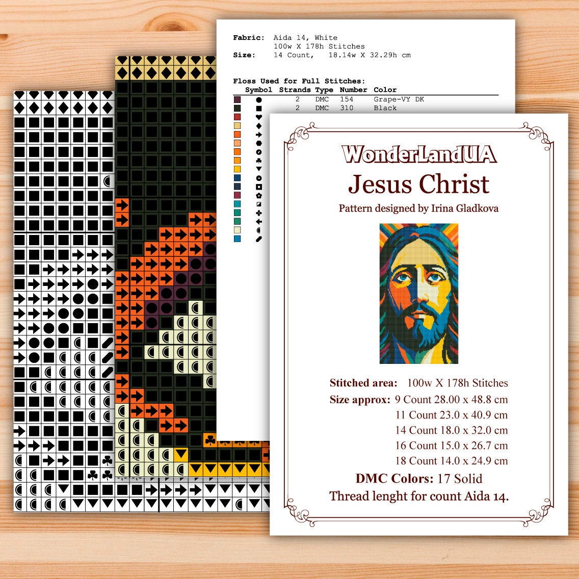 Jesus Embroidery Pattern, Jesus PDF Cross Stitch Chart, Colorful ...