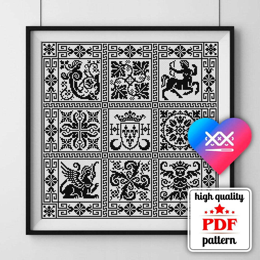 PDF Antique Cross Stitch Pattern, Greek Mythology Embroidery Design ...