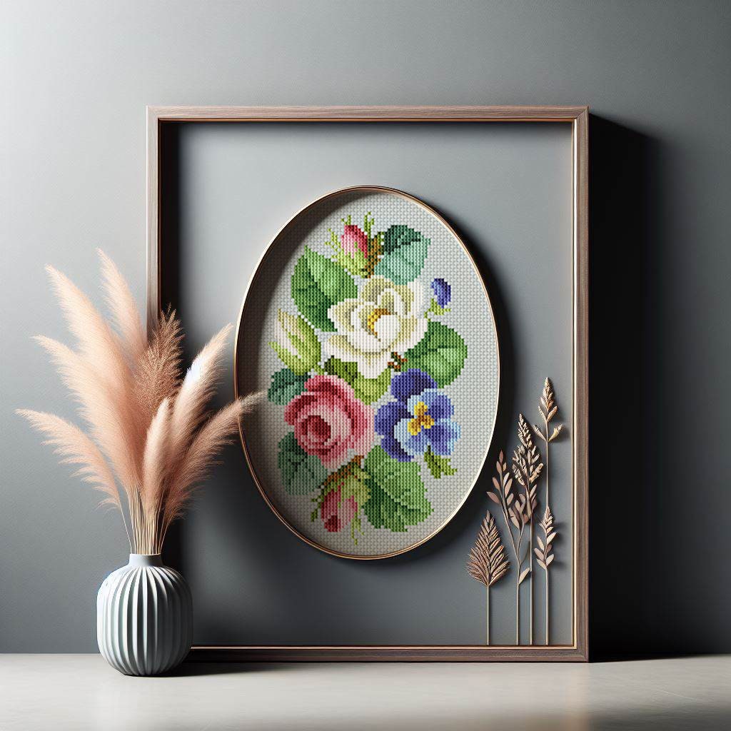 PDF Vintage Flowers Embroidery Design, Floral Cross Stitch Pattern ...