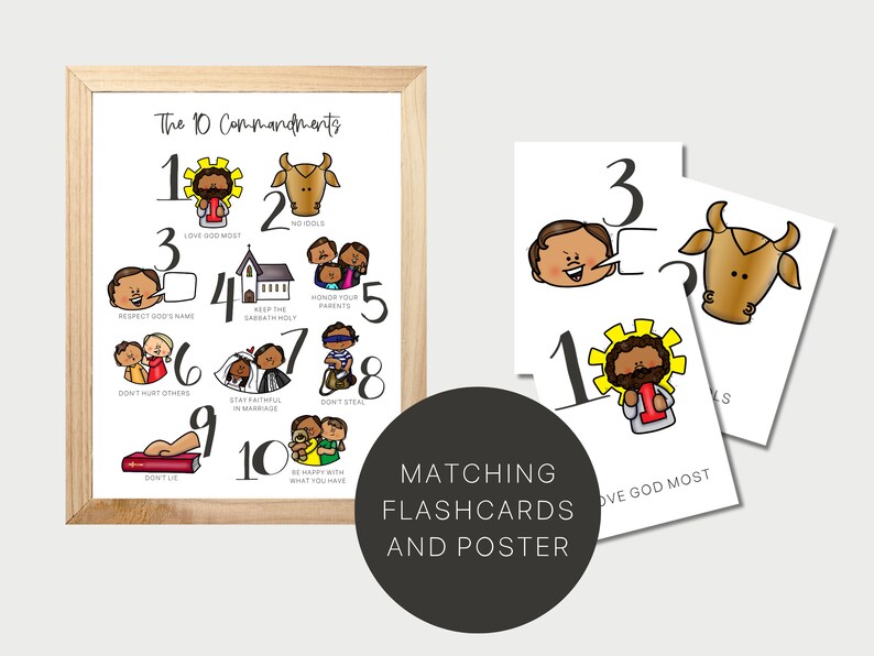 Ten Commandments Printable Memory Game, Kids Activity, Bible Verse ...
