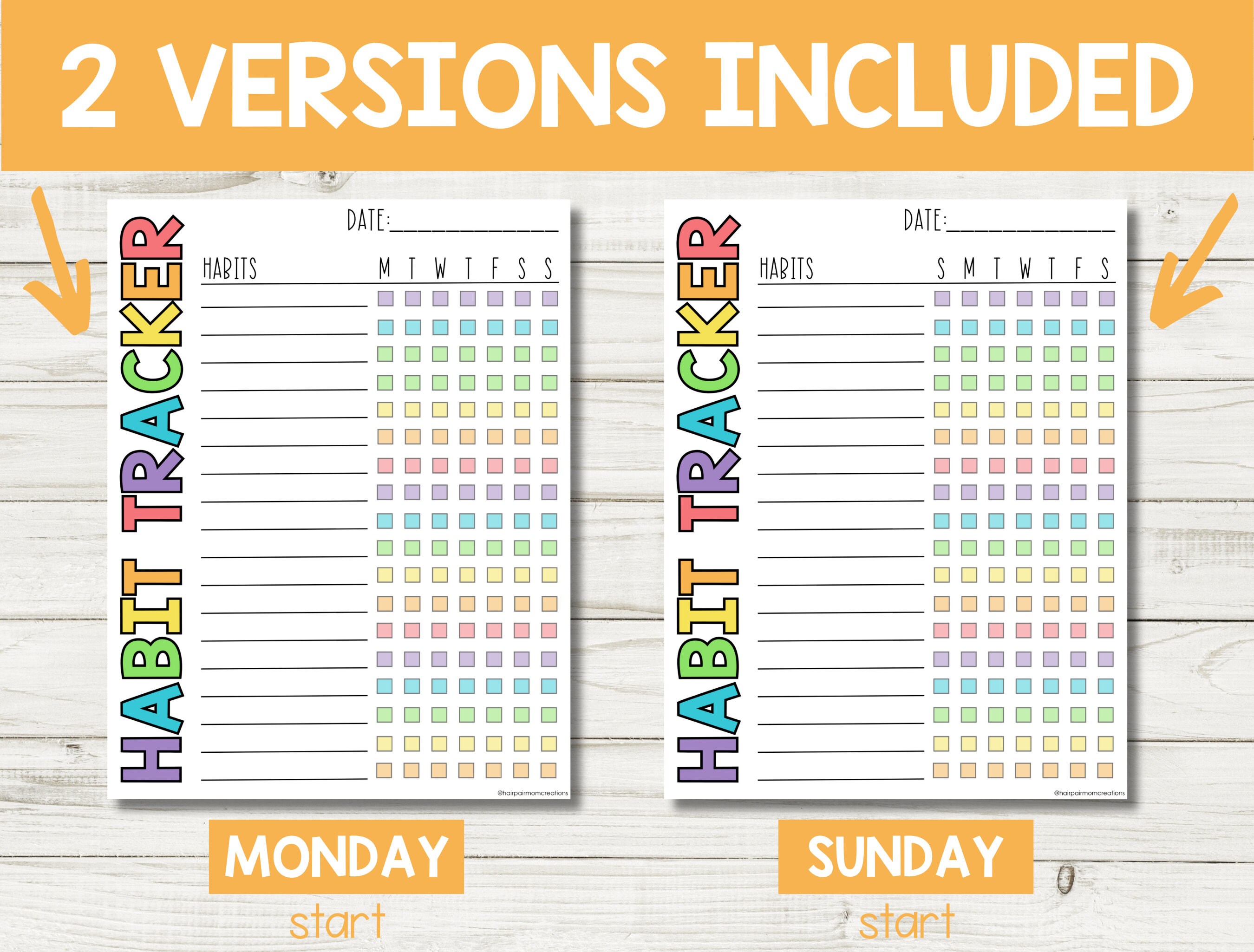 Rainbow Daily Habit Tracker Printable, Everyday Habit Tracker, Instant ...