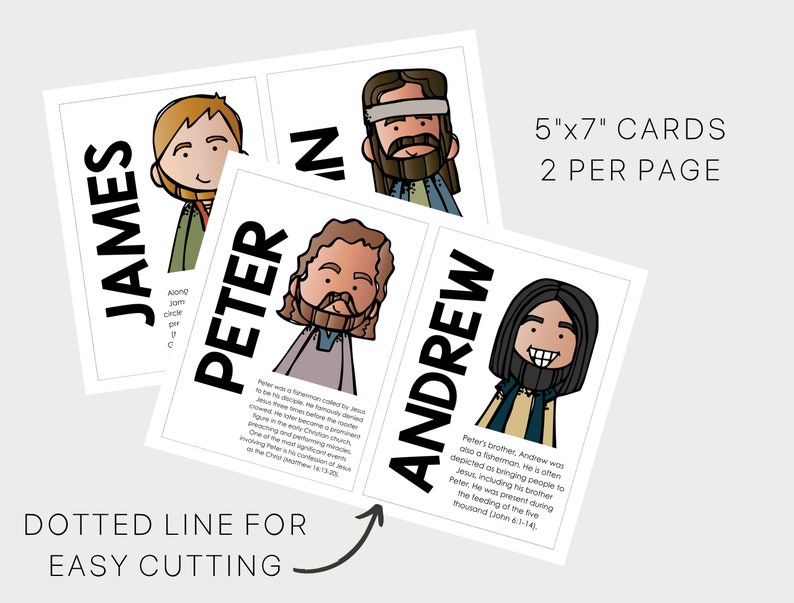 12 Disciples Flashcards: Montessori Learning Cards (digital Download ...