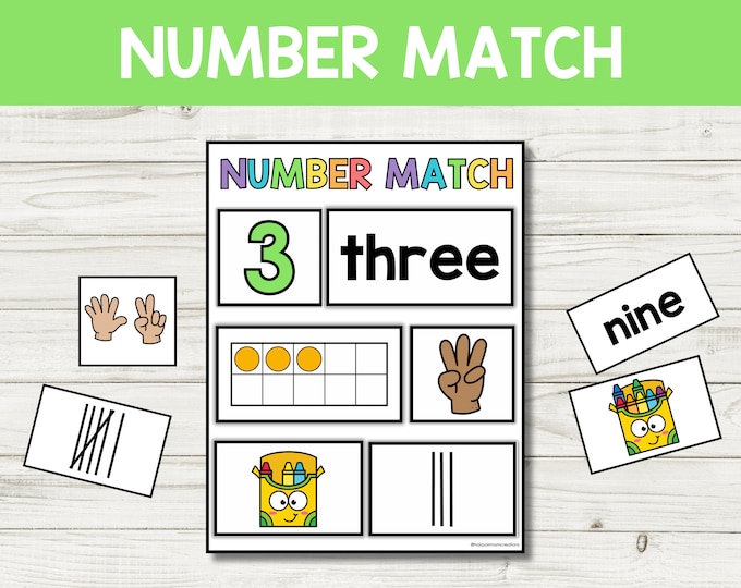 Number Matching Activity 1 to 20 Montessori Counting Practice Preschool ...