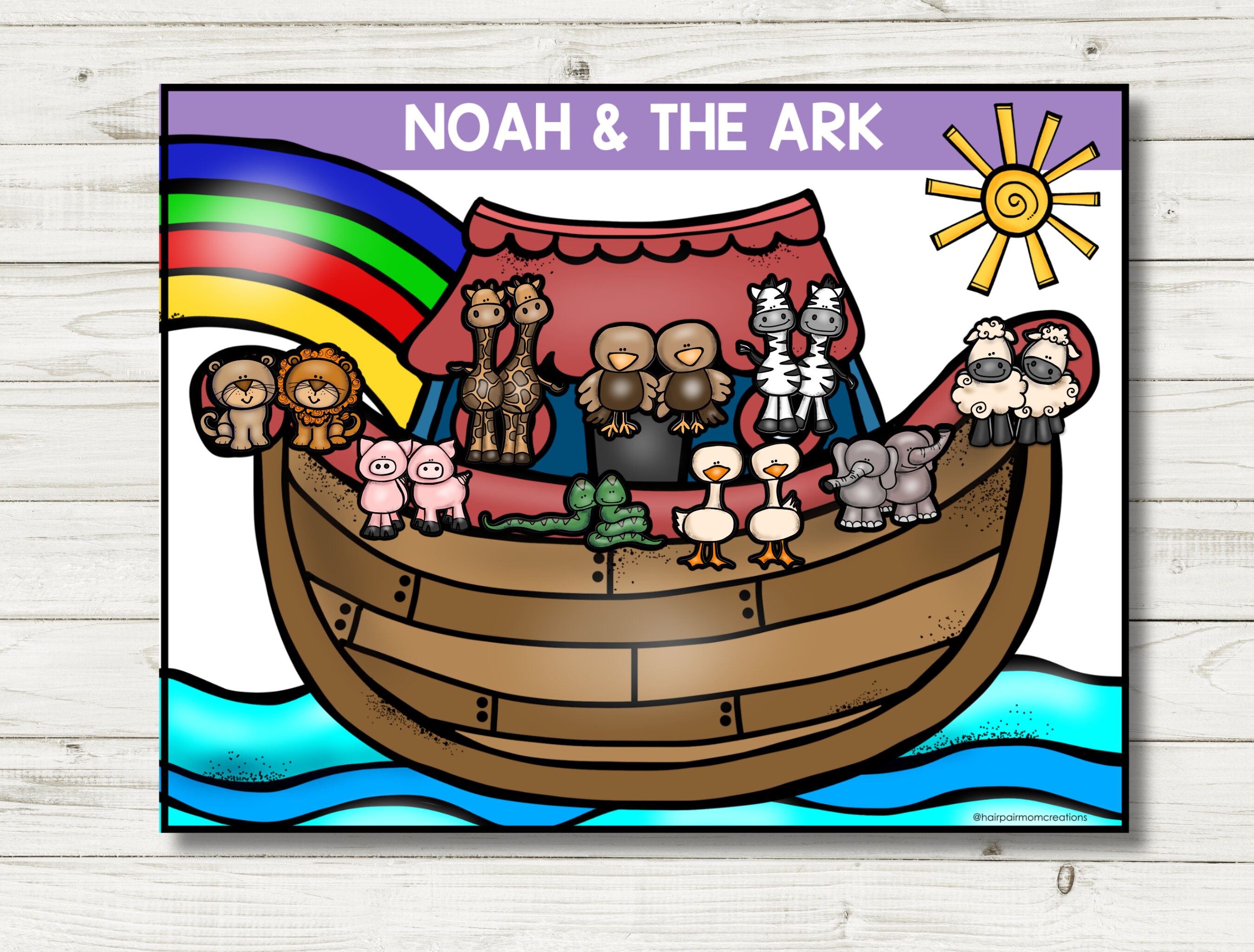 Noah's Ark Activity: Bible Matching Game, Verse Tracing (digital ...