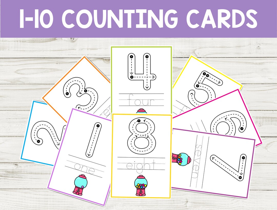 Number 1-10 Oversized Flashcards, Printable Jumbo Counting Cards, Play ...