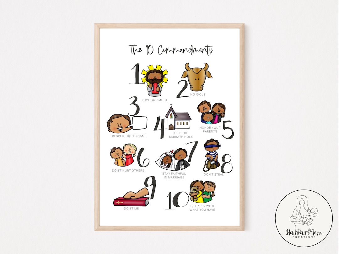 Ten Commandments Kids Poster: Rainbow Christian Education (digital ...