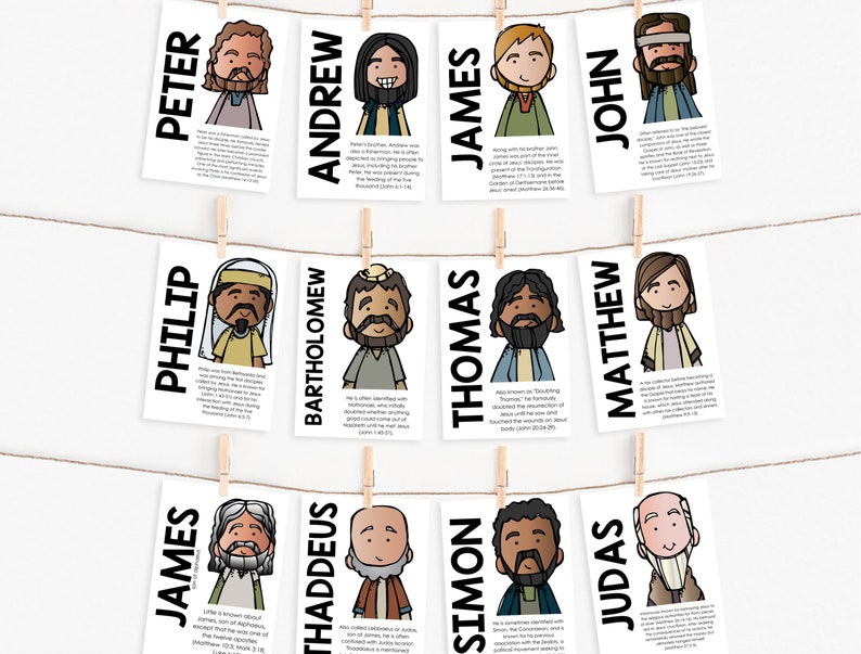 12 Disciples Flashcards: Montessori Learning Cards (digital Download ...