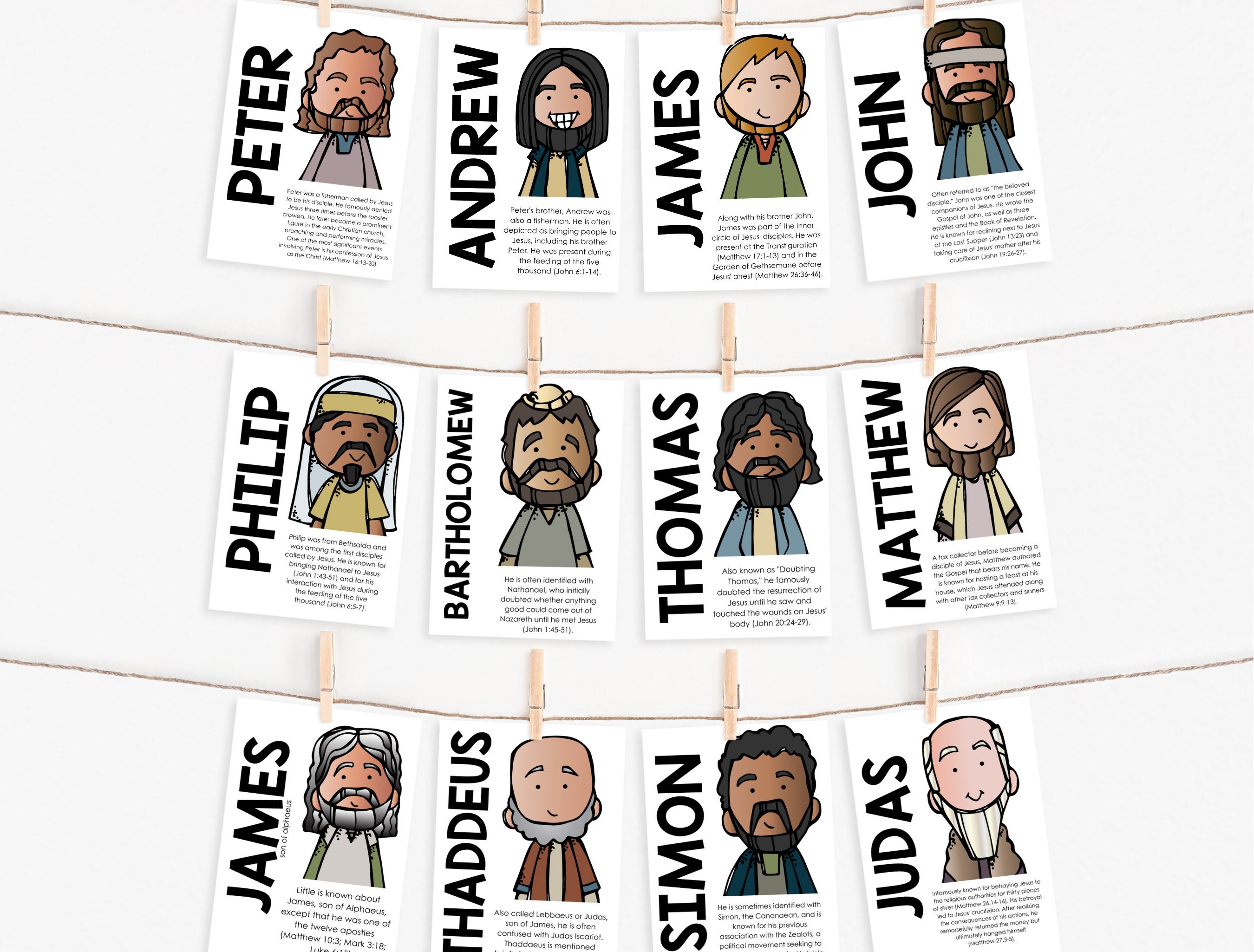 Jesus 12 Disciples Names, Printable 12 Disciples Flashcards, 12 Disciples of Jesus Facts, 12 ...