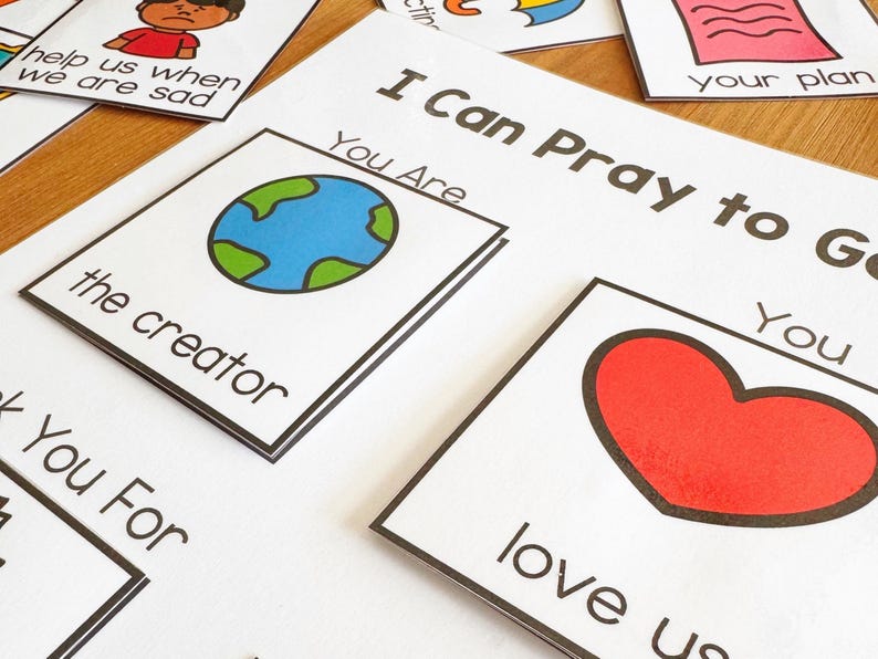 Kids Prayer Cards: Preschool Learning Mat, Bible Study (digital ...