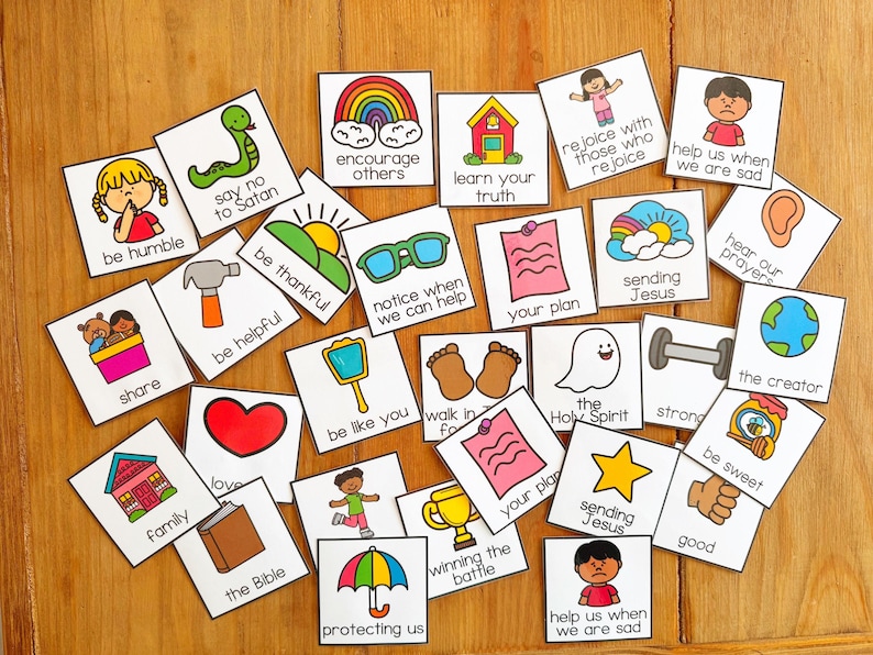 Kids Prayer Cards: Preschool Learning Mat, Bible Study (digital ...