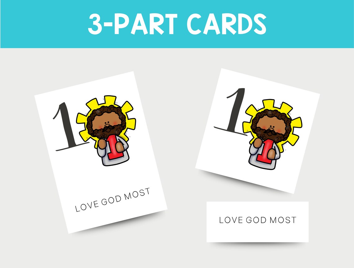 Ten Commandments Flashcards: Montessori Kids Bible Study (PDF) - Etsy