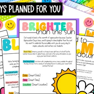 EDITABLE Teacher Appreciation Week Itinerary Poster Teachers Staff ...