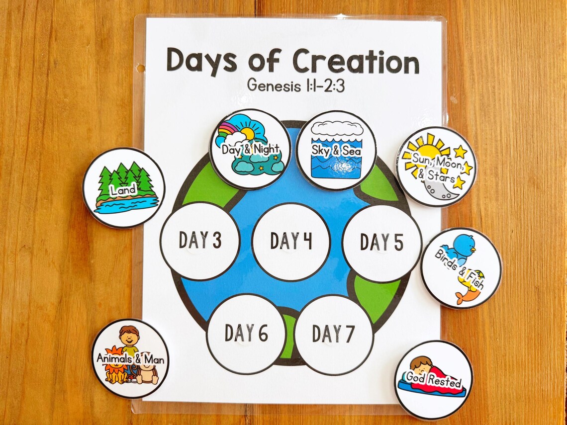7 Days of Creation Matching Game: Genesis Bible Activity (digital ...