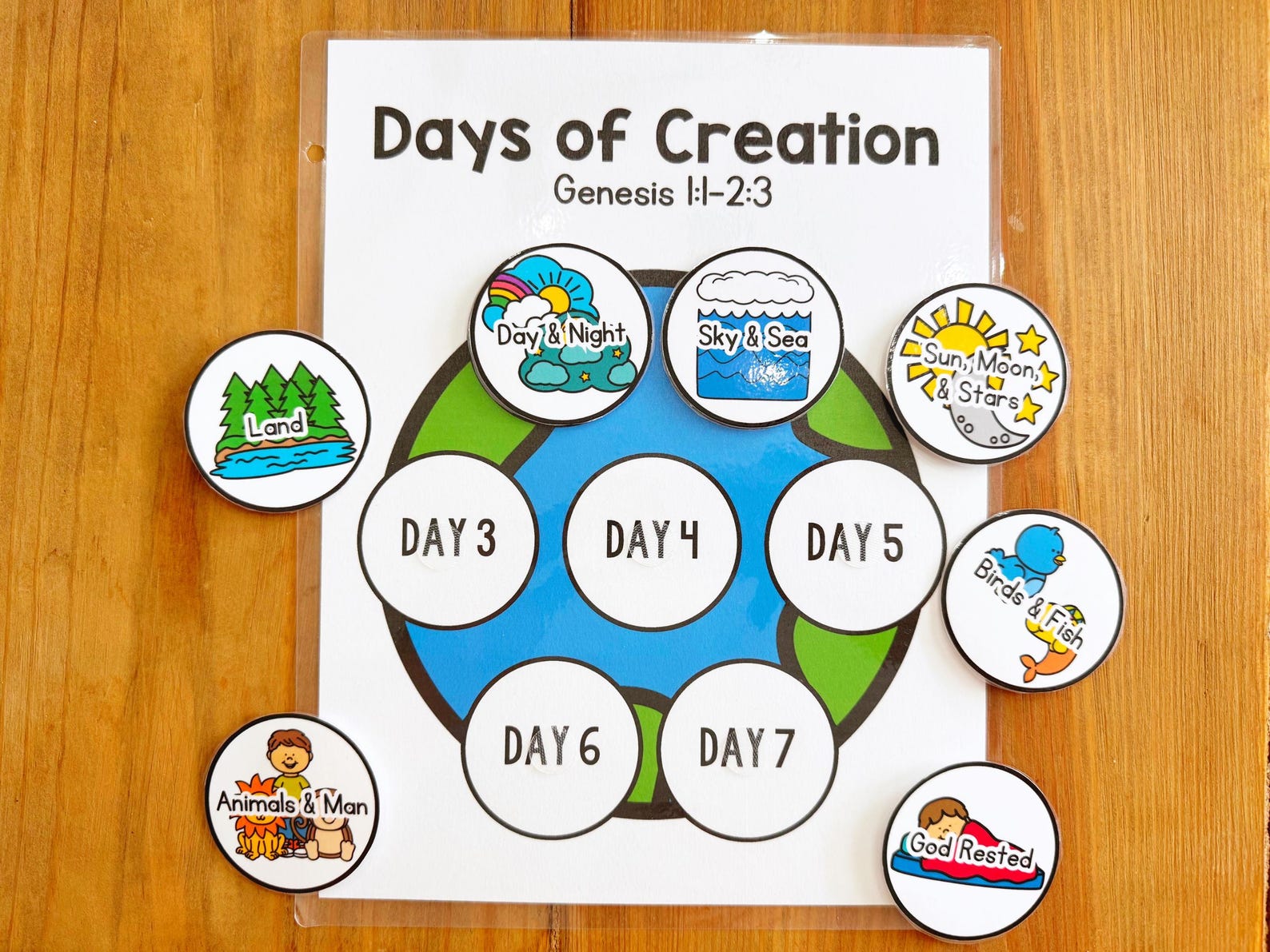 7 Days of Creation Matching Game: Genesis Bible Activity (digital ...