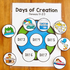 7 Days of Creation Matching Game: Genesis Bible Activity (digital ...