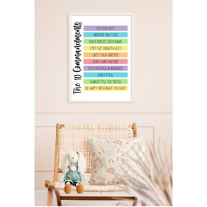 Rainbow 10 Commandments Poster: Kids Sunday School Decor (digital ...
