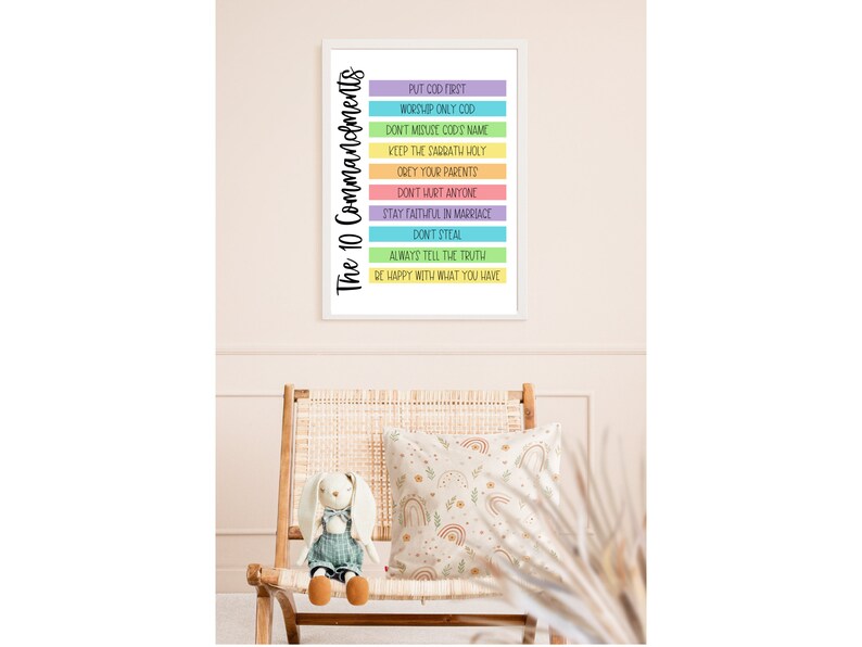 Rainbow 10 Commandments Poster: Kids Sunday School Decor (digital ...
