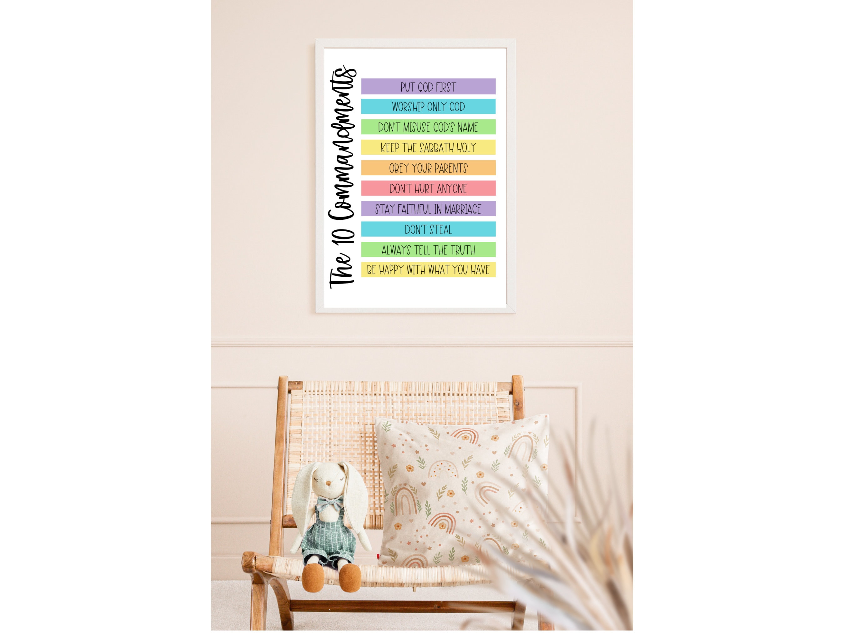 Rainbow 10 Commandments Poster: Kids Sunday School Decor (digital ...