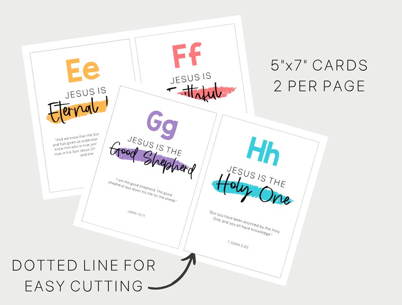 Jesus ABC Scripture Cards: Kids Bible Verse Flashcards (PRINTABLE) - Etsy