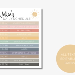 Rainbow Kids Daily Schedule: Editable Homeschool Routine (canva ...