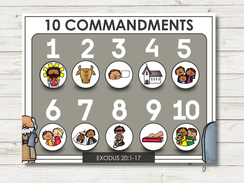 Ten Commandments Matching Game: Bible Verse Tracing (digital Download ...