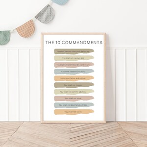 Ten Commandments Poster: Boho Kids Scripture, Sunday School Decor ...