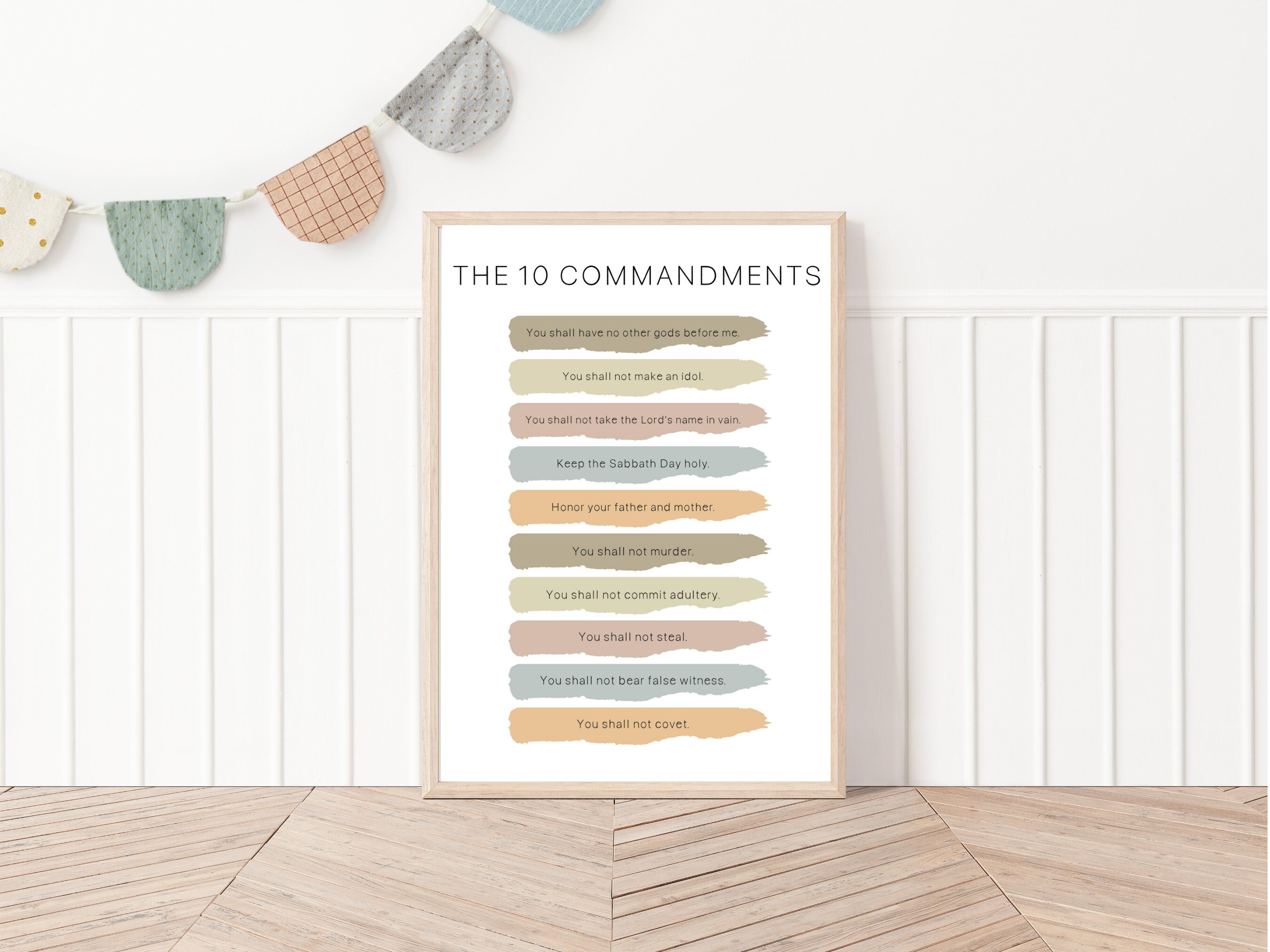 Ten Commandments Poster: Boho Kids Scripture, Sunday School Decor ...